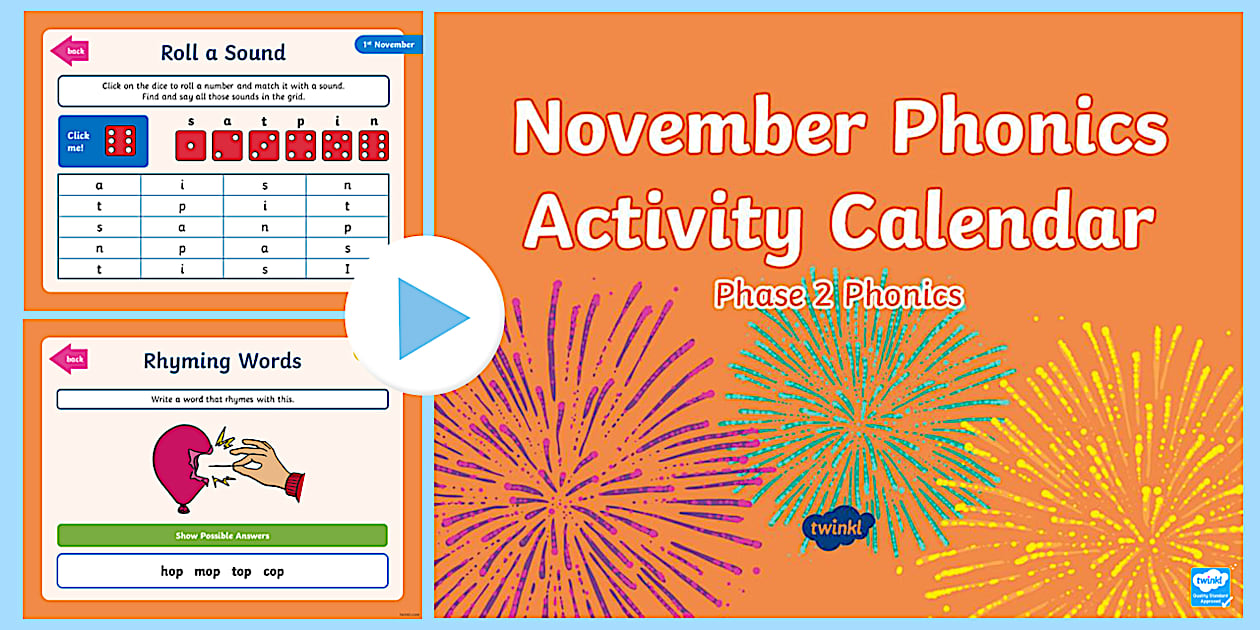 Phase 2 November Phonics Activity Calendar PowerPoint