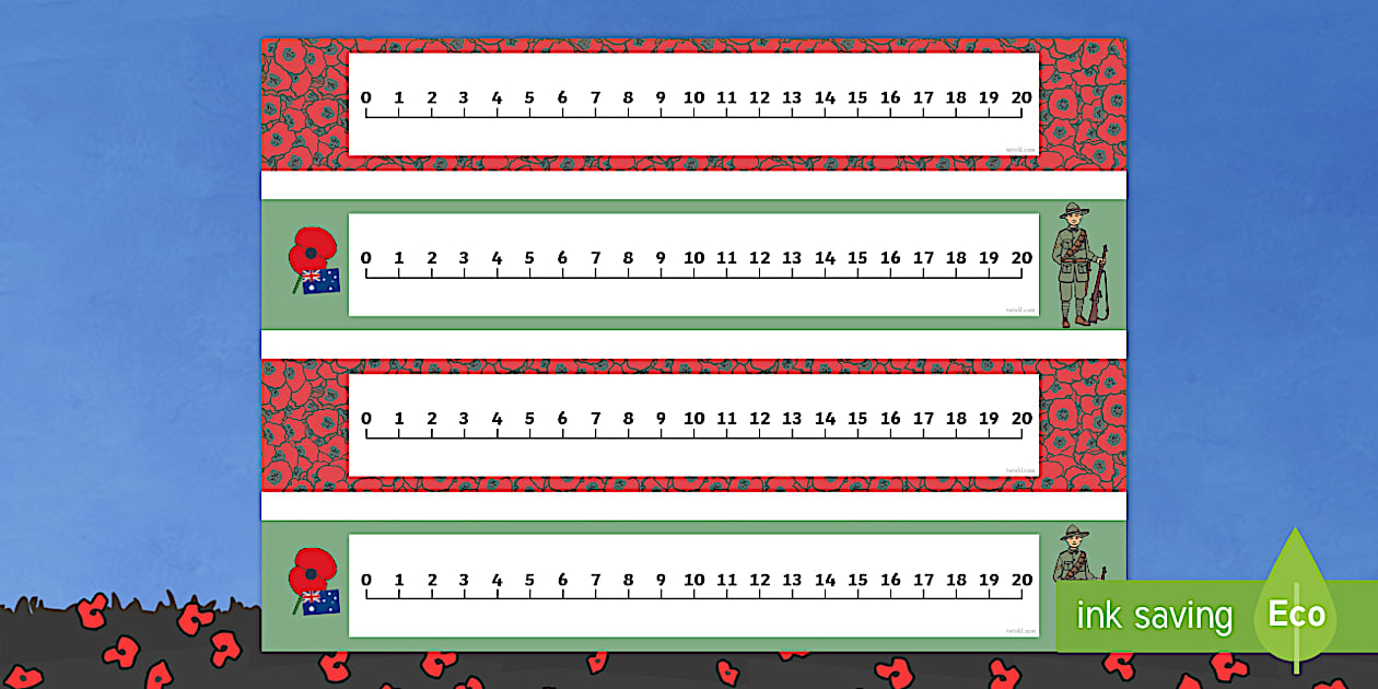 Anzac Day Number Line 0-20 - Events - Maths (teacher made)