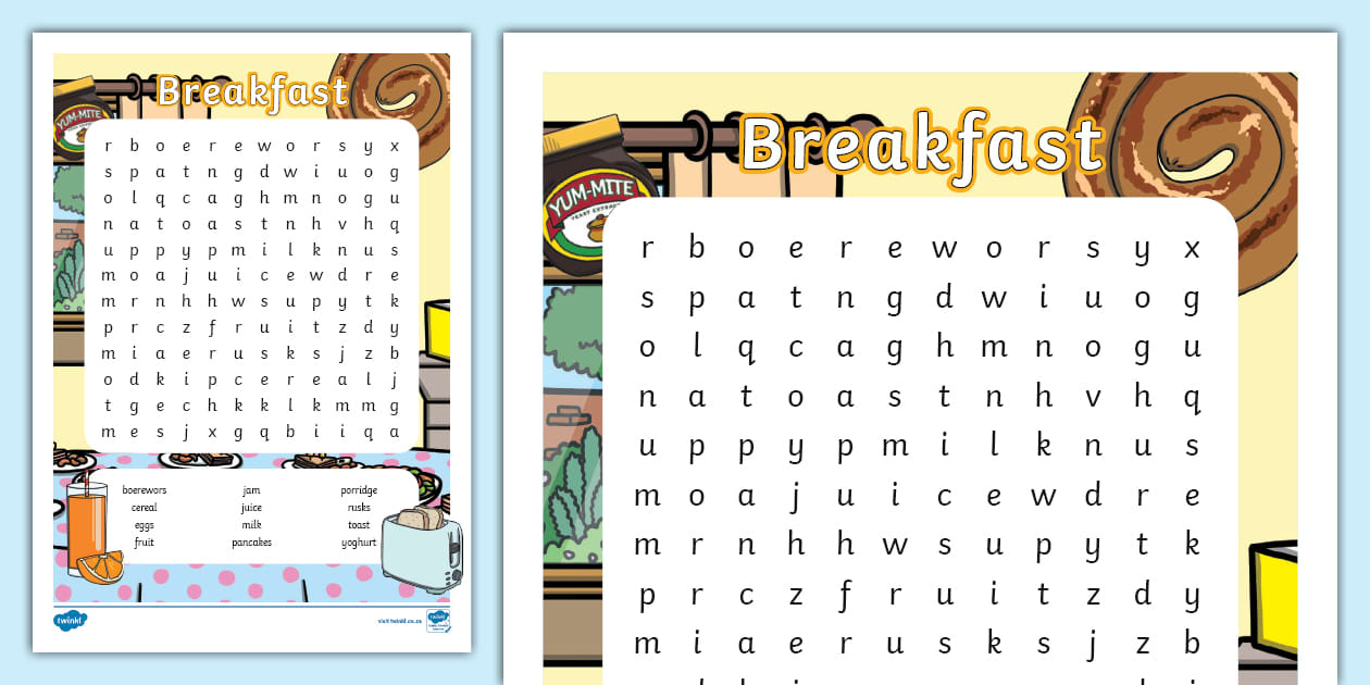 Breakfast Word Search (teacher made) - Twinkl