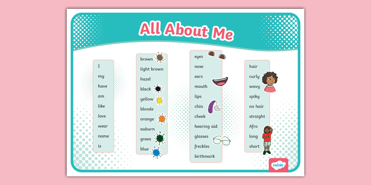 All About Me Word Mat - KS1 (teacher made) - Twinkl