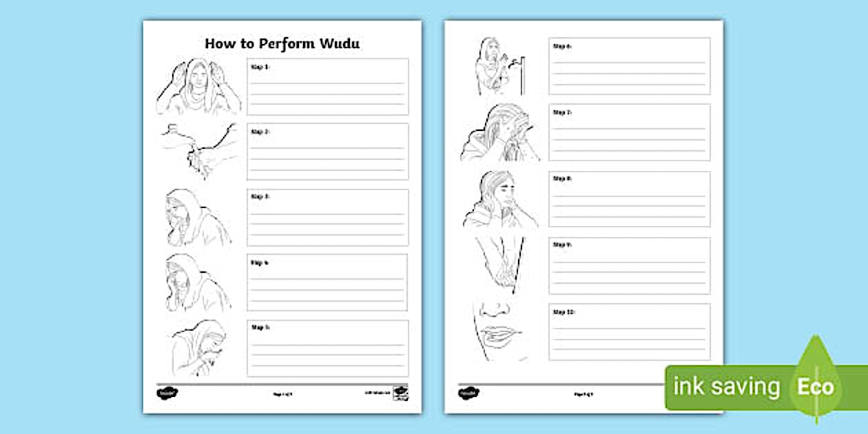 Editable How to Perform Wudu Writing Worksheet - Twinkl