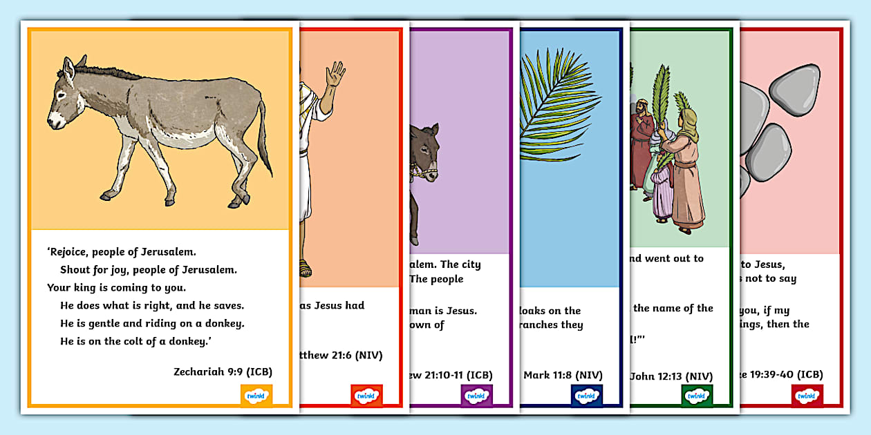 Bible Quotes for Palm Sunday Display Poster Pack - Twinkl