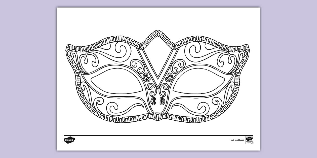 Venetian Mask - Colouring Sheet (teacher made) - Twinkl