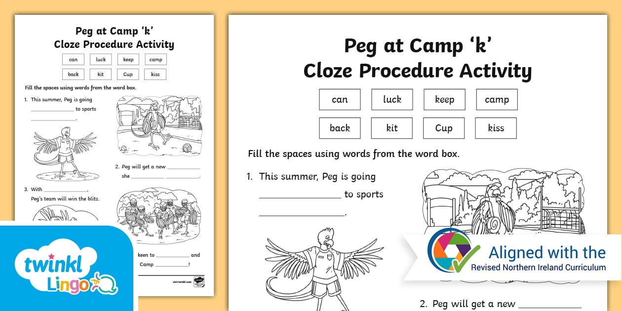 Peg at Camp 'k' Cloze Procedure Activity (Teacher-Made)