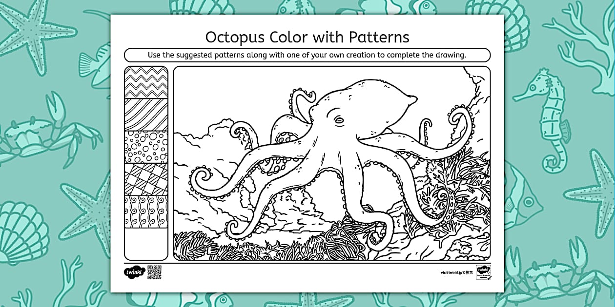 Octopus Color with Patterns Activity (Teacher-Made) - Twinkl