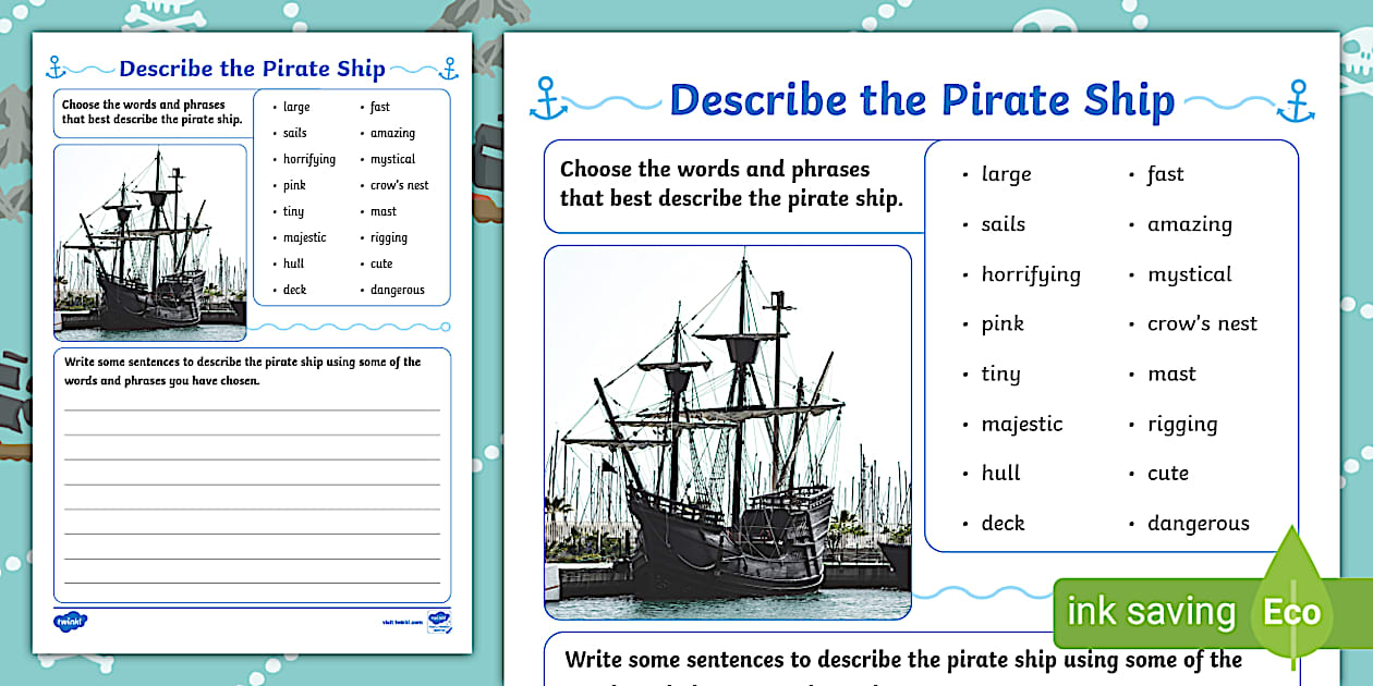 Describe the Pirate Ship Worksheet