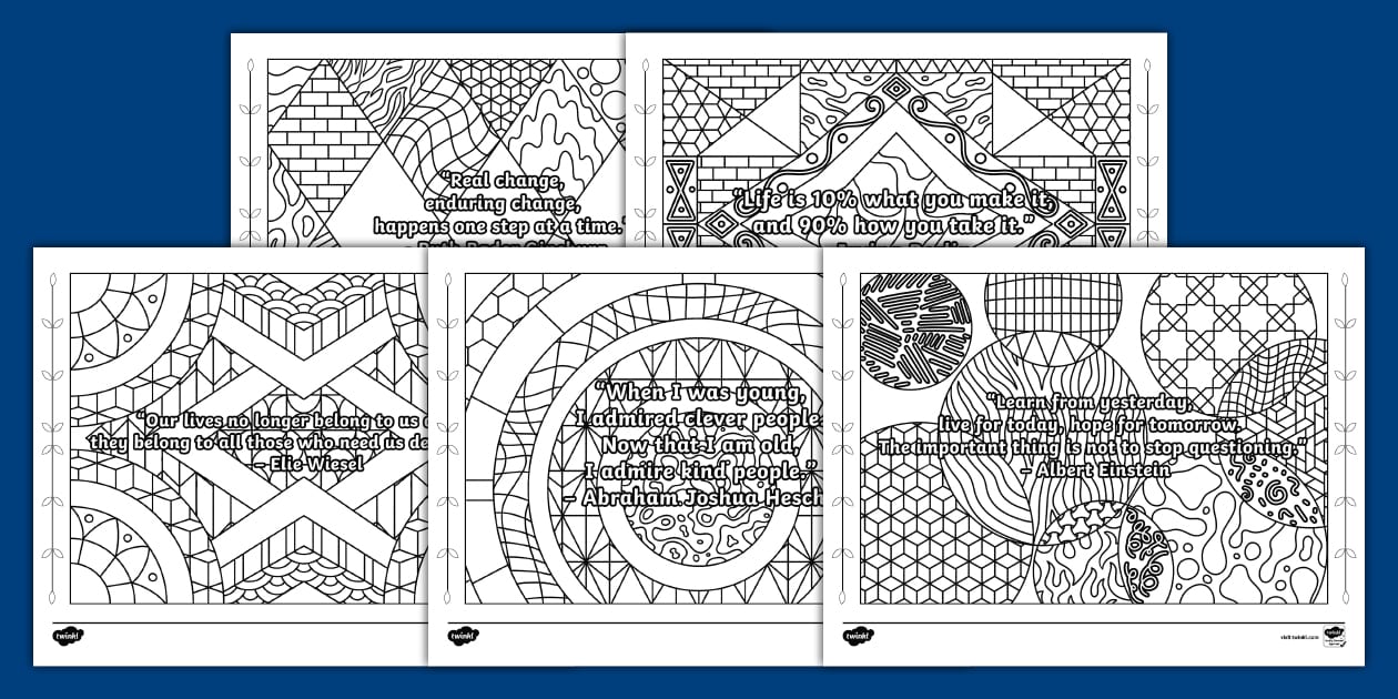 Jewish American Heritage Quotes Mindfulness Coloring Posters