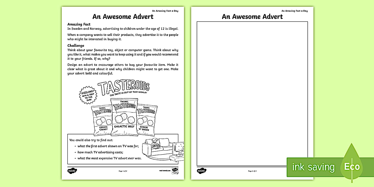 KS1 Advertisement Template - Create Your Own Advert - Twinkl