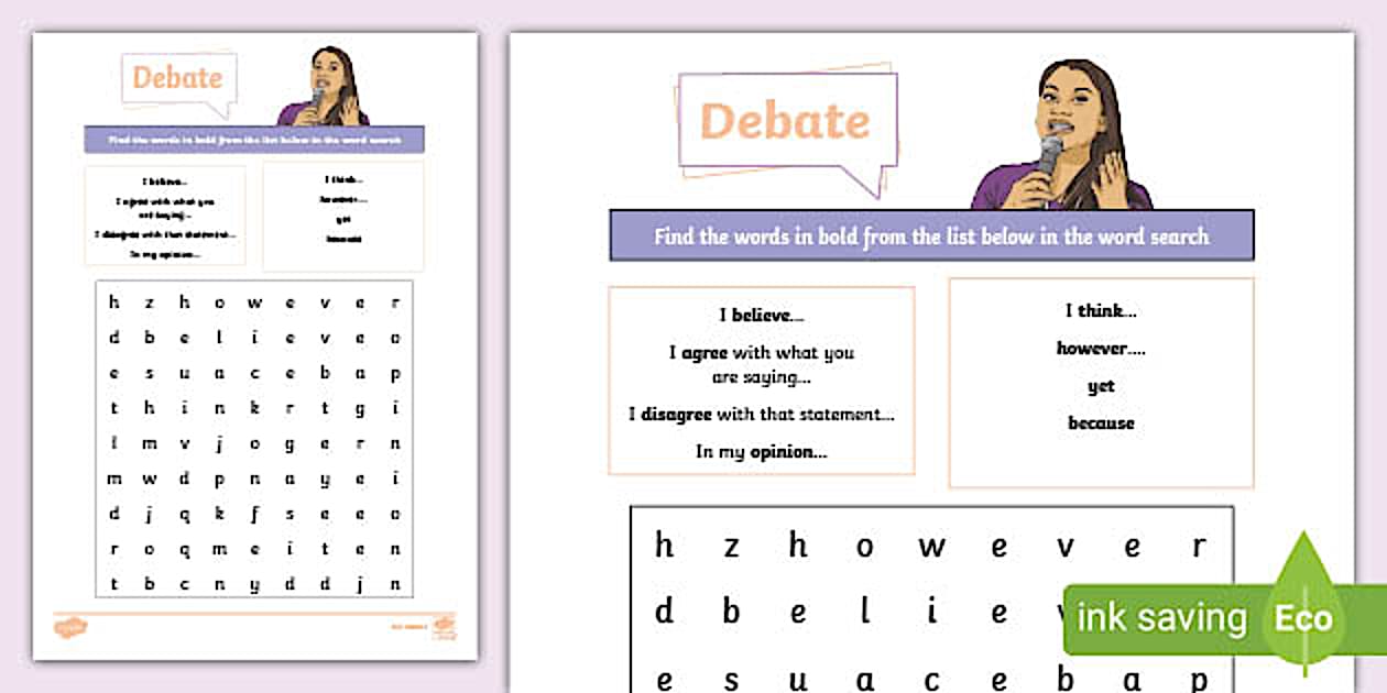 Debate Wordsearch (Teacher-Made) - Twinkl