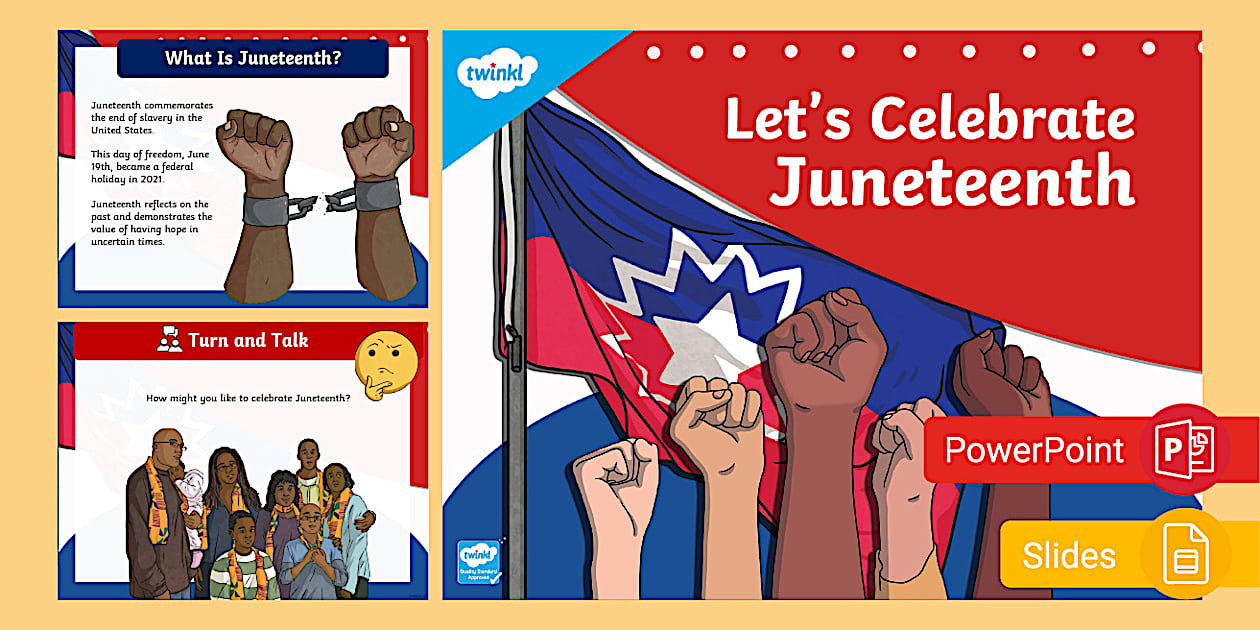 Let's Celebrate Juneteenth PowerPoint & Google Slides for 6th-8th Grade