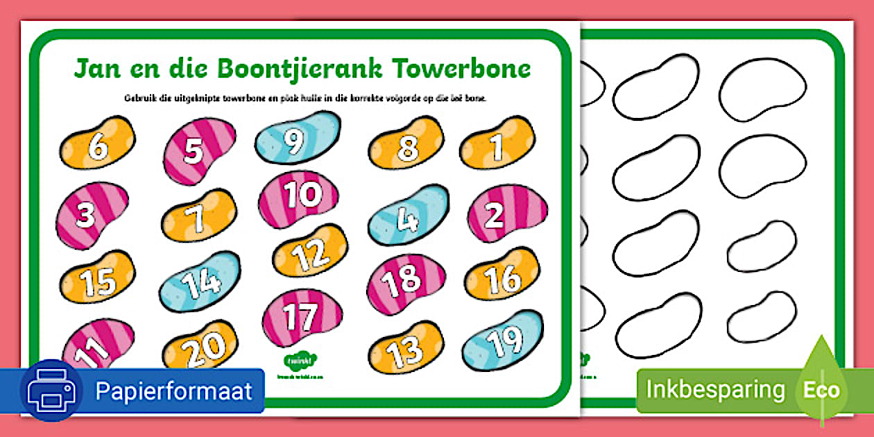Jan en die Boontjierank Towerbone Rangorde 1-20 - Twinkl