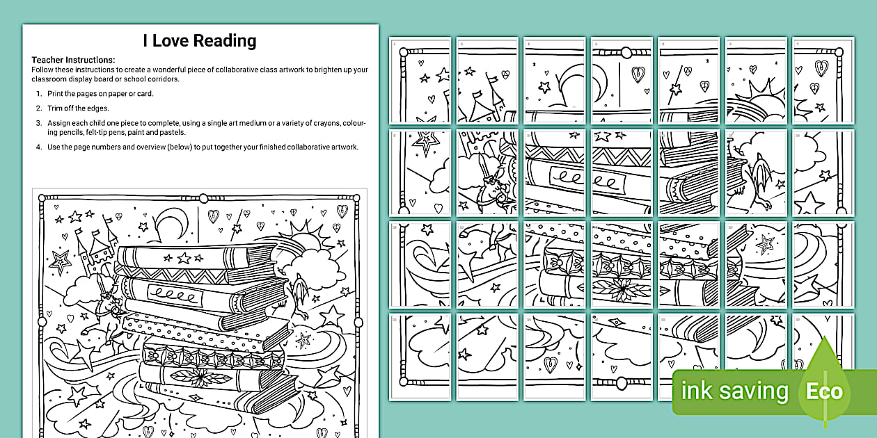 I Love Reading Collaborative Colouring Activity Pack