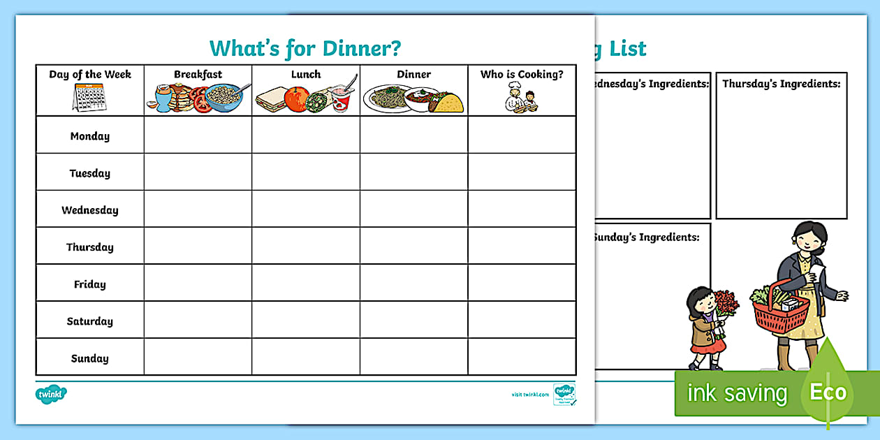 What's for Dinner Worksheet / Worksheet (teacher made)
