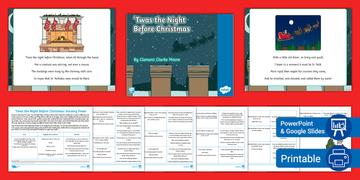 'Twas the Night Before Christmas PDF Sensory Poem Pack
