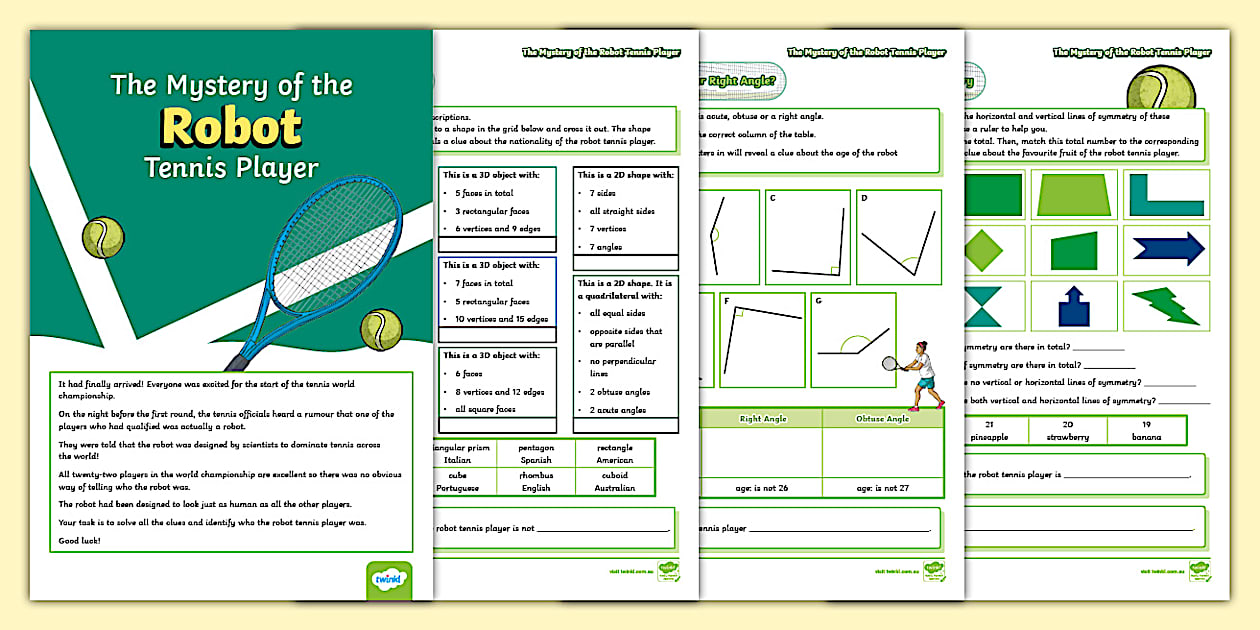Year 3 The Maths Mystery of the Robot Tennis Player - Twinkl