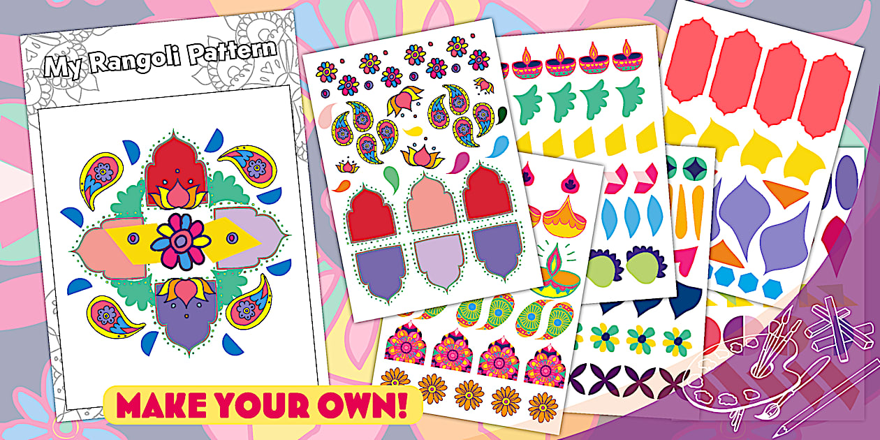 Design a Rangoli Pattern Diwali Collage Activity Pack