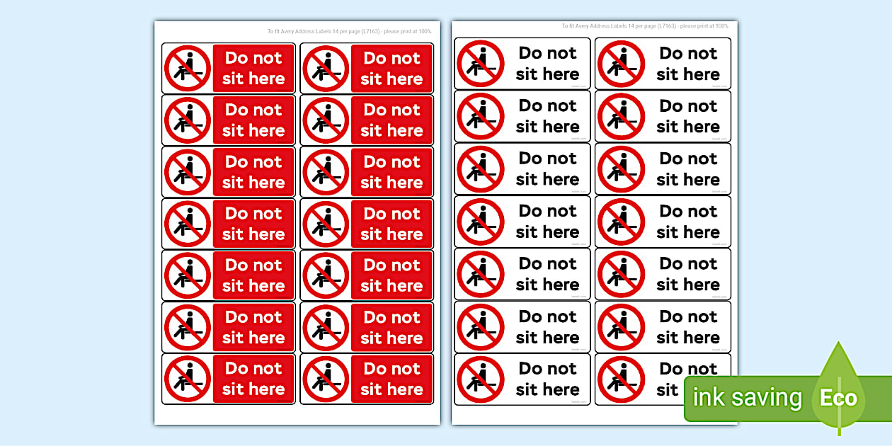 Please Do Not Sit Here Sign Labels | Signage | Twinkl