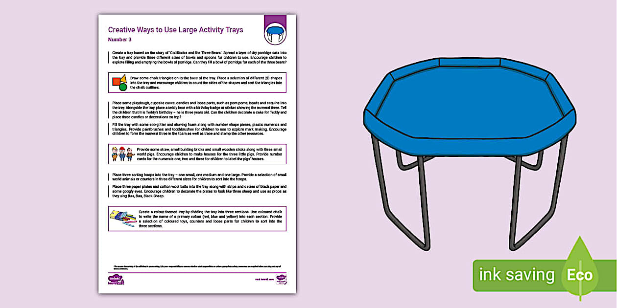 EYFS Creative Ways to Use Large Activity Trays: Number 3