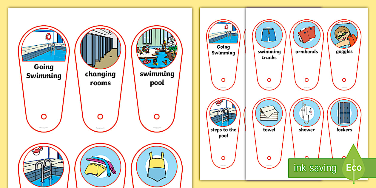 Editable Going Swimming Communication Fan (teacher made)
