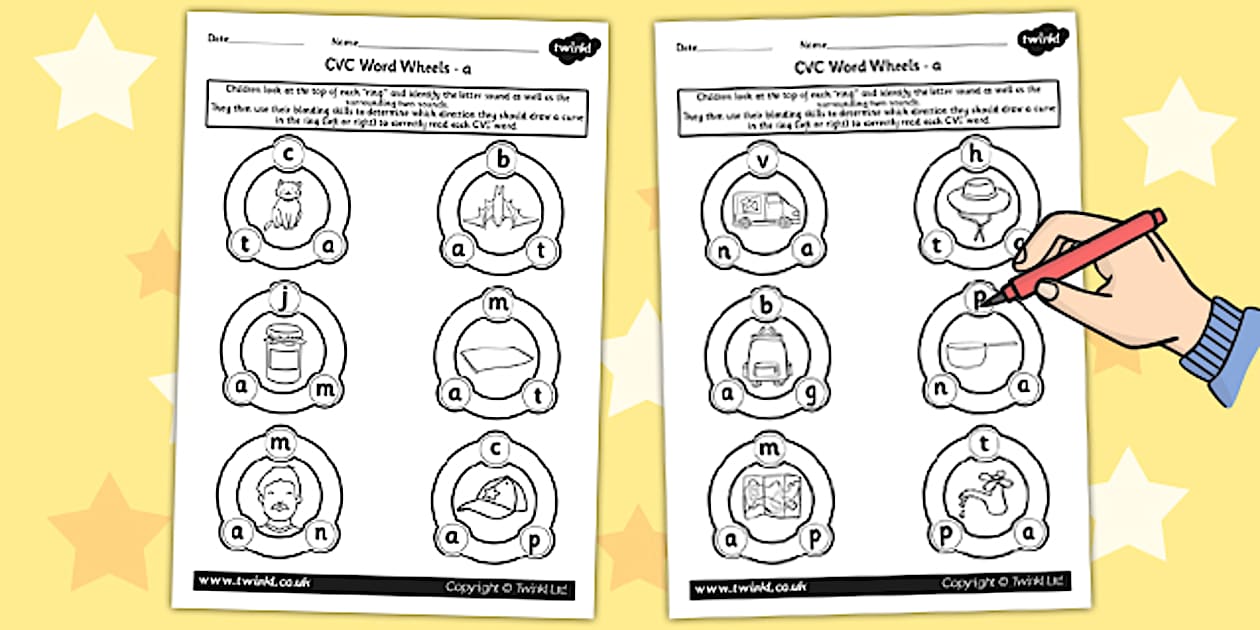 CVC Word Wheel Worksheets a