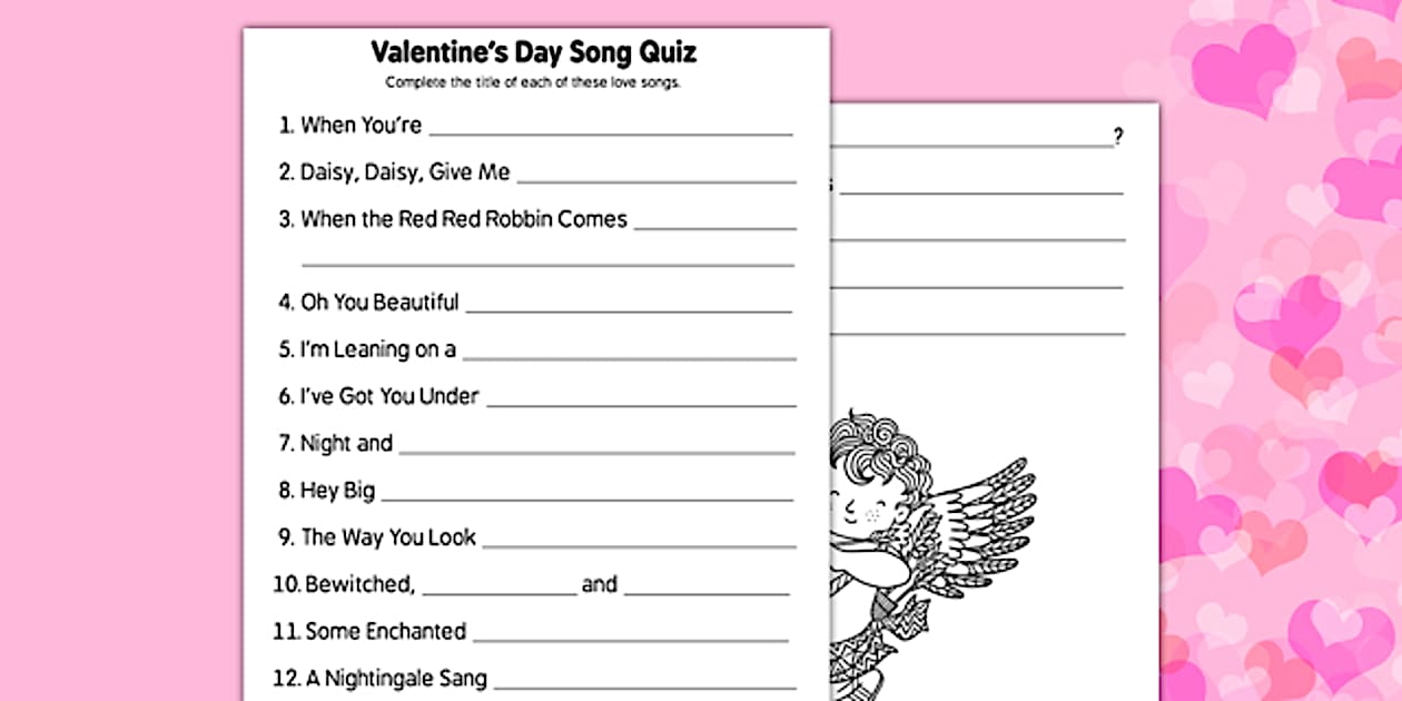 Adult Education Valentine's Day Song Quiz (Teacher-Made)