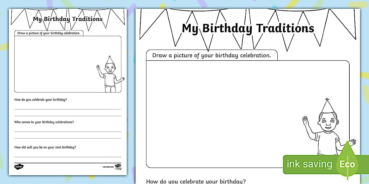 My Birthday Traditions Writing Frame - Twinkl - KS1 - Twinkl