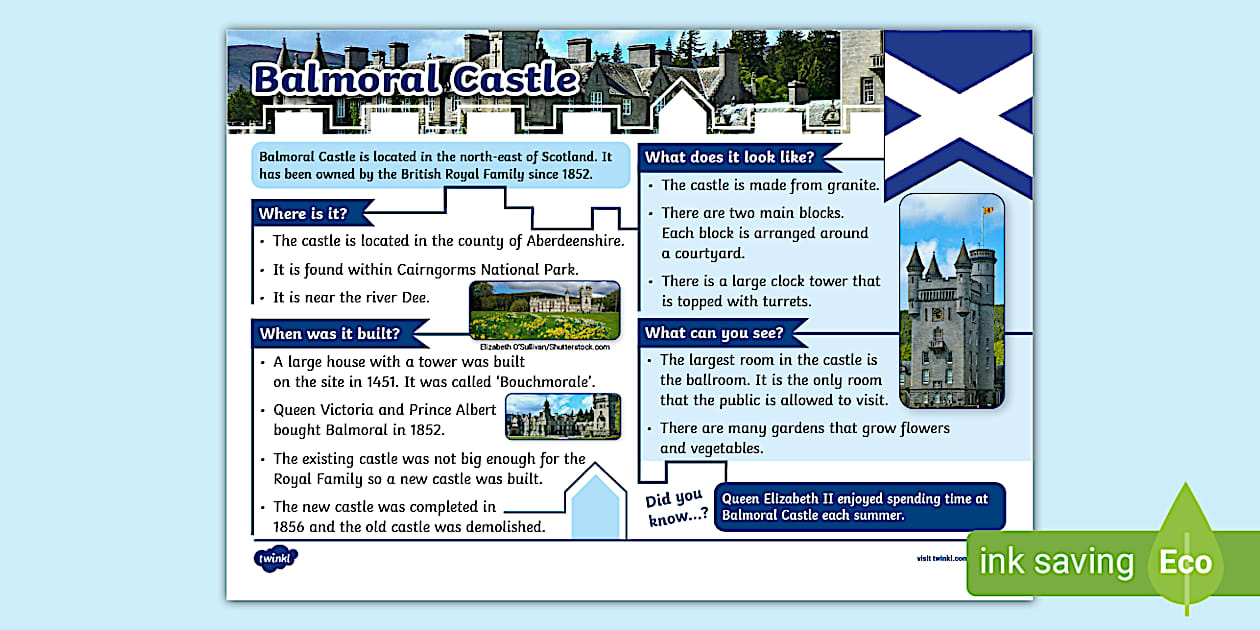 Balmoral Castle Fact File - KS1 (Teacher-Made) - Twinkl