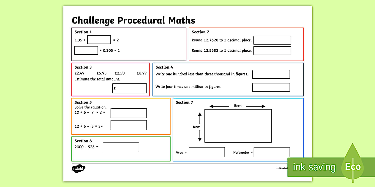 Procedural Year 6 MAT Challenge Math Activity Mats-Welsh
