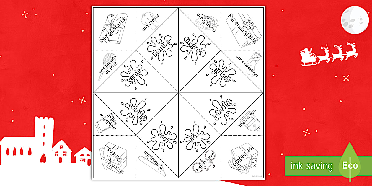 Christmas Spanish Sentence Building Fortune Teller Game Spanish
