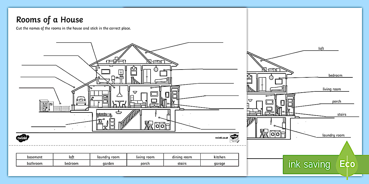 Editable Rooms of a House Worksheet (teacher made) - Twinkl