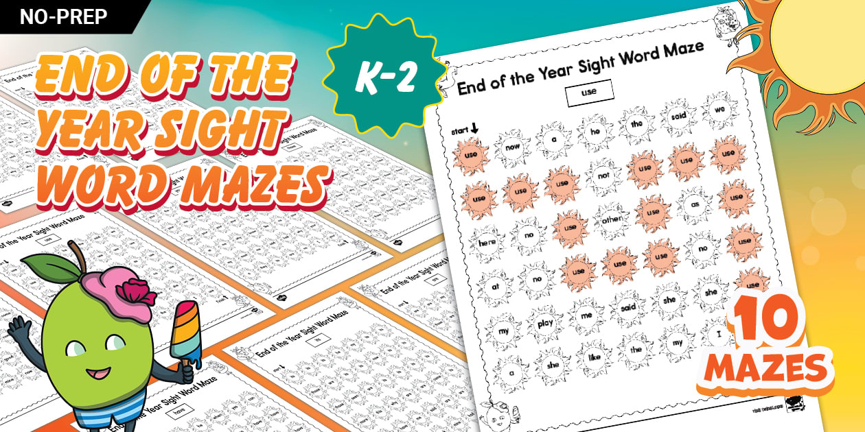 End of the Year Sight Word Mazes for K-2nd Grade - Twinkl
