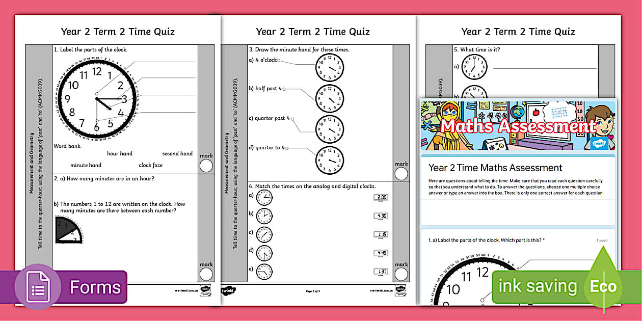 Year 2 Time Assessment Sheet (teacher made) - Twinkl