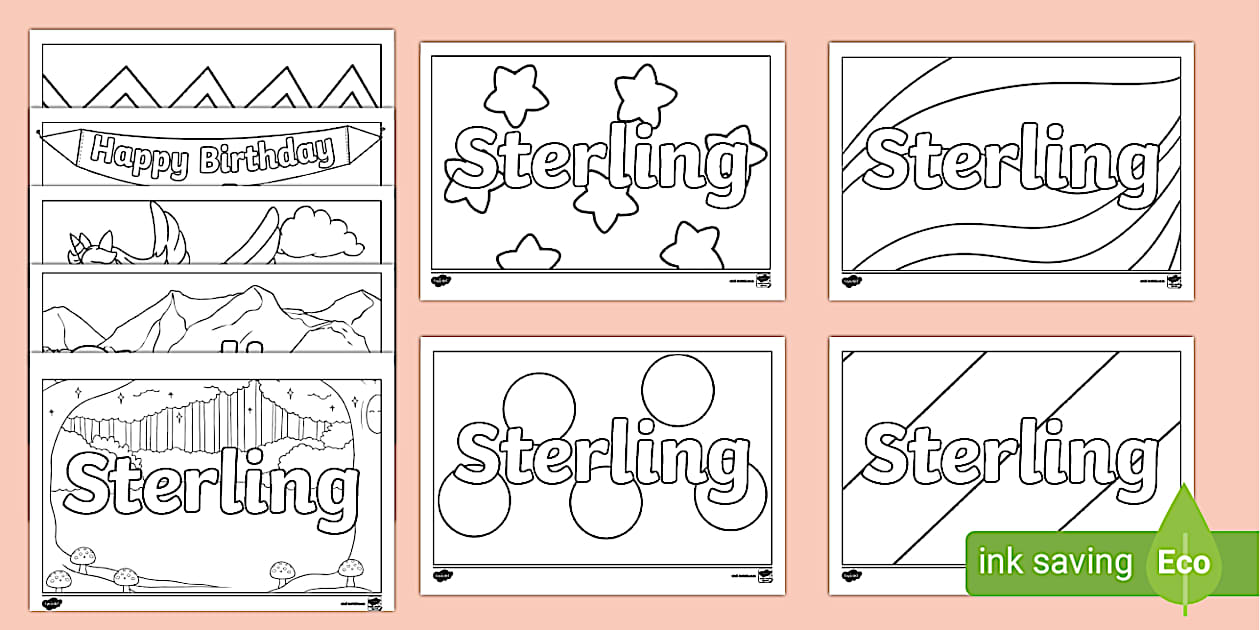 Sterling Name Simple Colouring Activity Sheets | Twinkl KS1