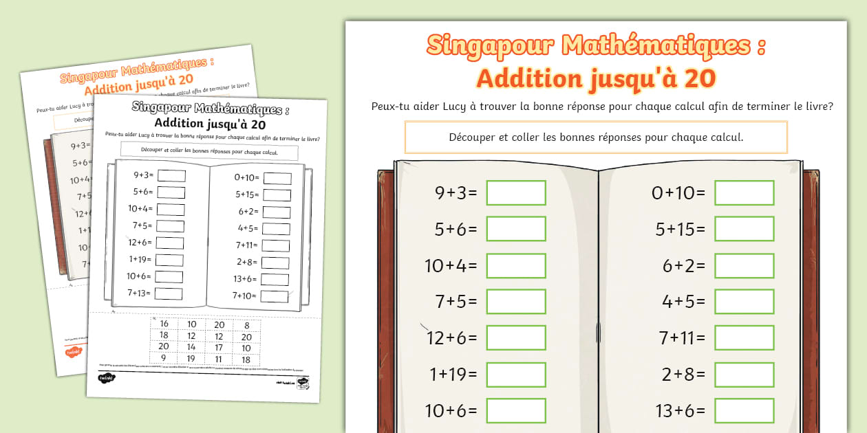 Singapour Mathématiques : Abstraite. Addition jusqu'à 20