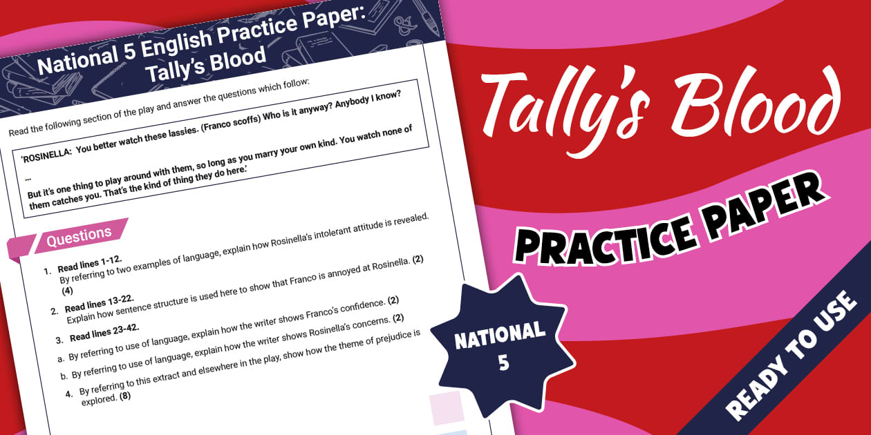 National 5 English Practice Paper: Tally's Blood