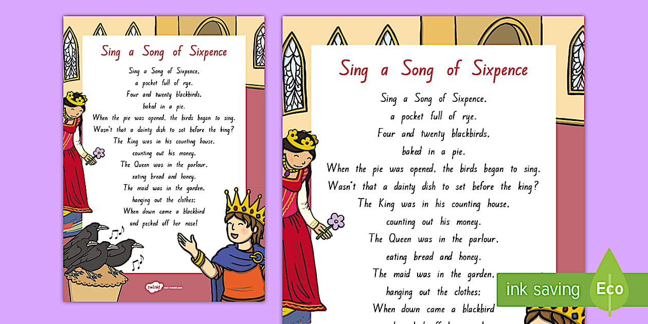 Sing a Song of Sixpence Display Poster (teacher made)