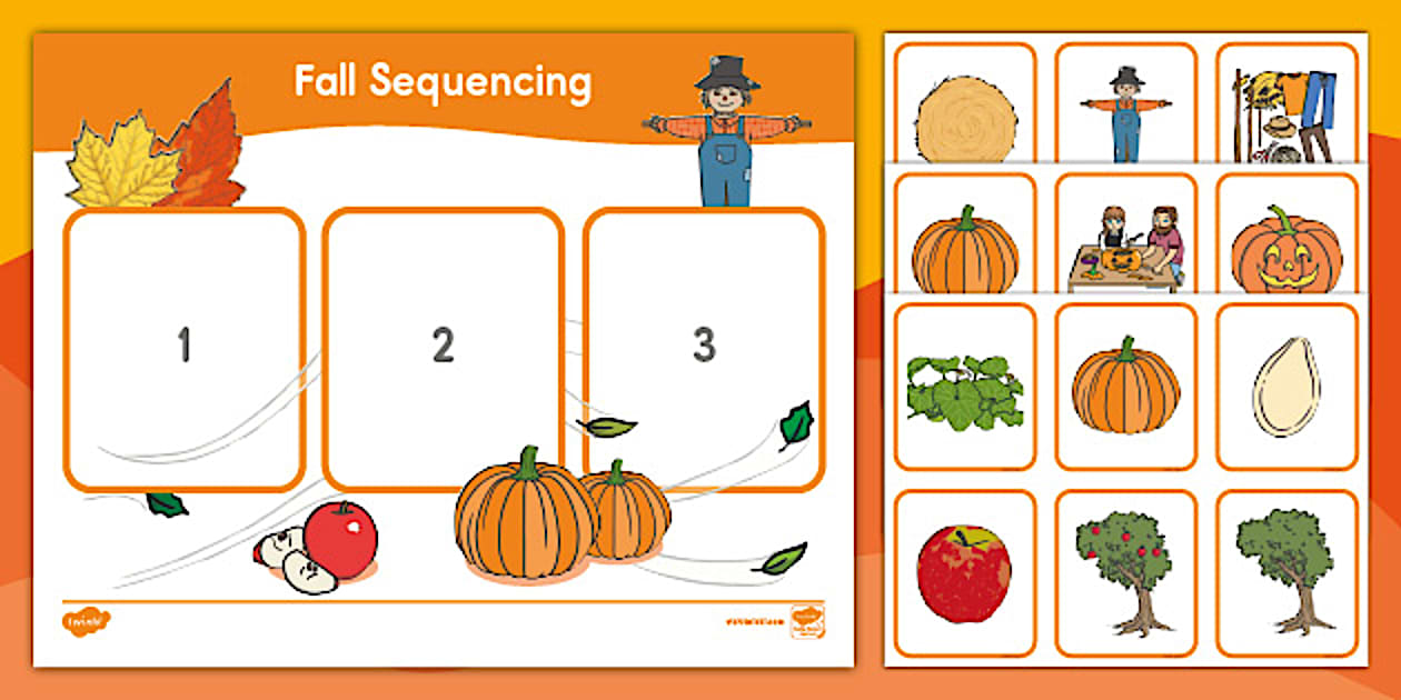 Fall Sequencing Cards Activity Worksheet | Twinkl - Twinkl