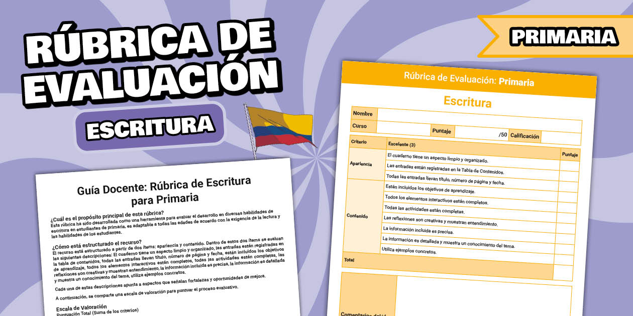 Rúbrica Escritura Primaria - Evaluar Textos (teacher made)