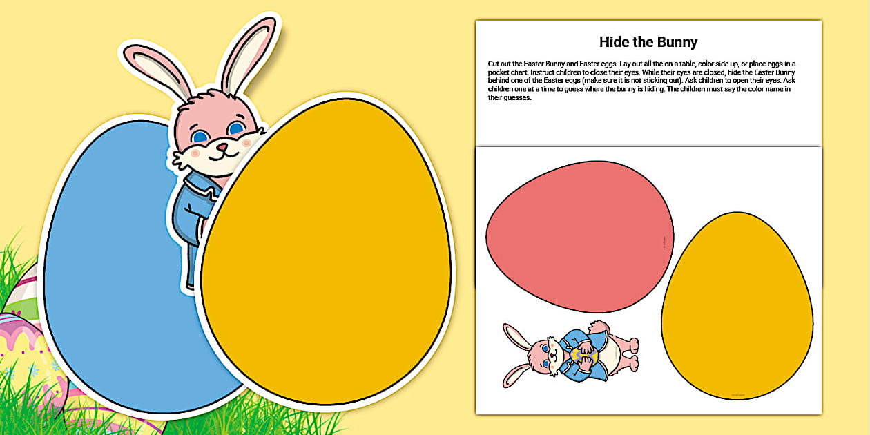 Hide the Bunny Easter Color Recognition Worksheet | Twinkl