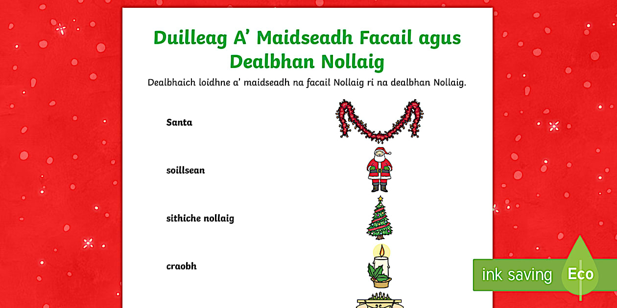 Cfe- A’ Chiad Ire- Duilleag A' Maidseadh Facail agus Dealbhan Nollaig