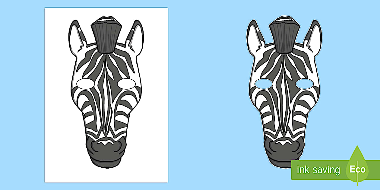 Zebra Mask to Print - (teacher made) - Twinkl