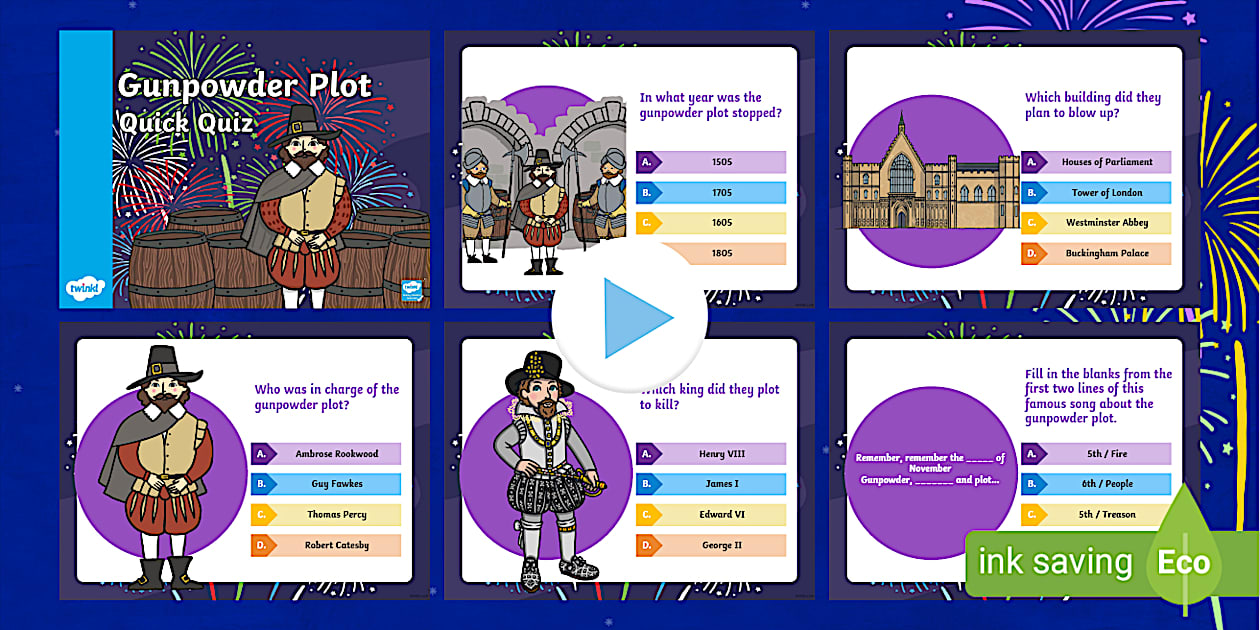 Gunpowder Plot Quiz PowerPoint (teacher made) - Twinkl