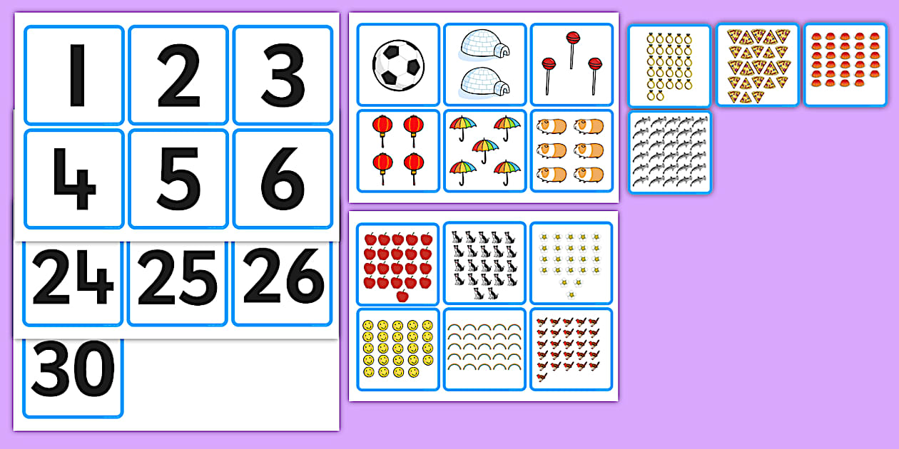 1-30 Number and Quantity Matching Cards (teacher made)