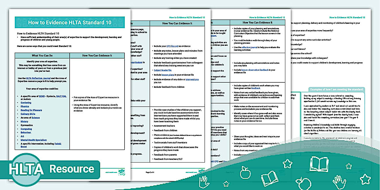How to Evidence HLTA Standard 10 (teacher made) - Twinkl