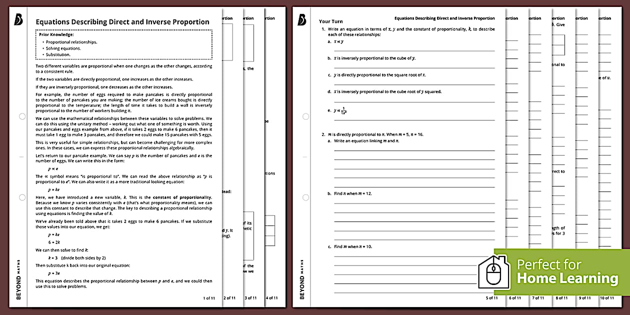 👉 Equations for Direct and Inverse Proportion | Beyond Maths