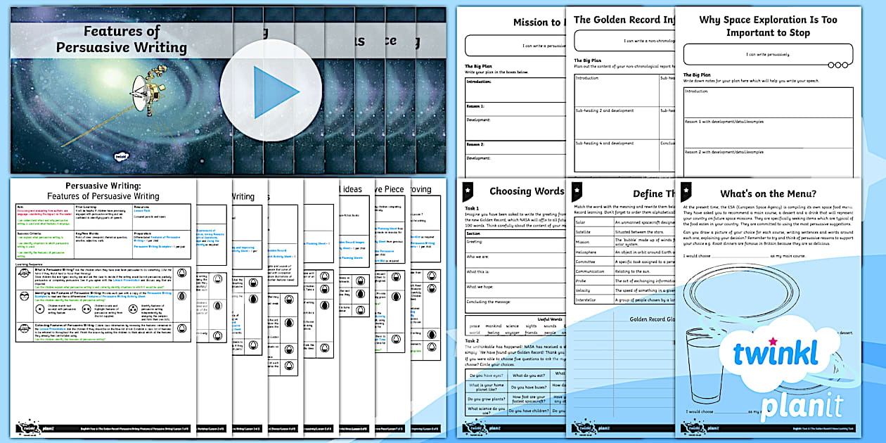 Space: The Golden Record Y6 Persuasive Writing Genre Unit Pack