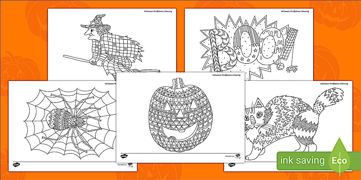 Halloween Mindfulness Coloring Sheets
