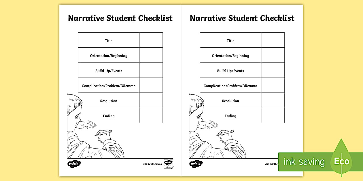 Narrative Student Checklist (teacher made) - Twinkl