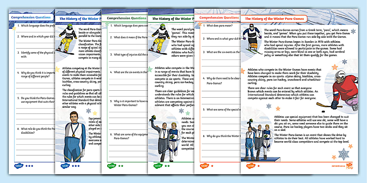 Winter Para-Games Differentiated Reading Comprehension