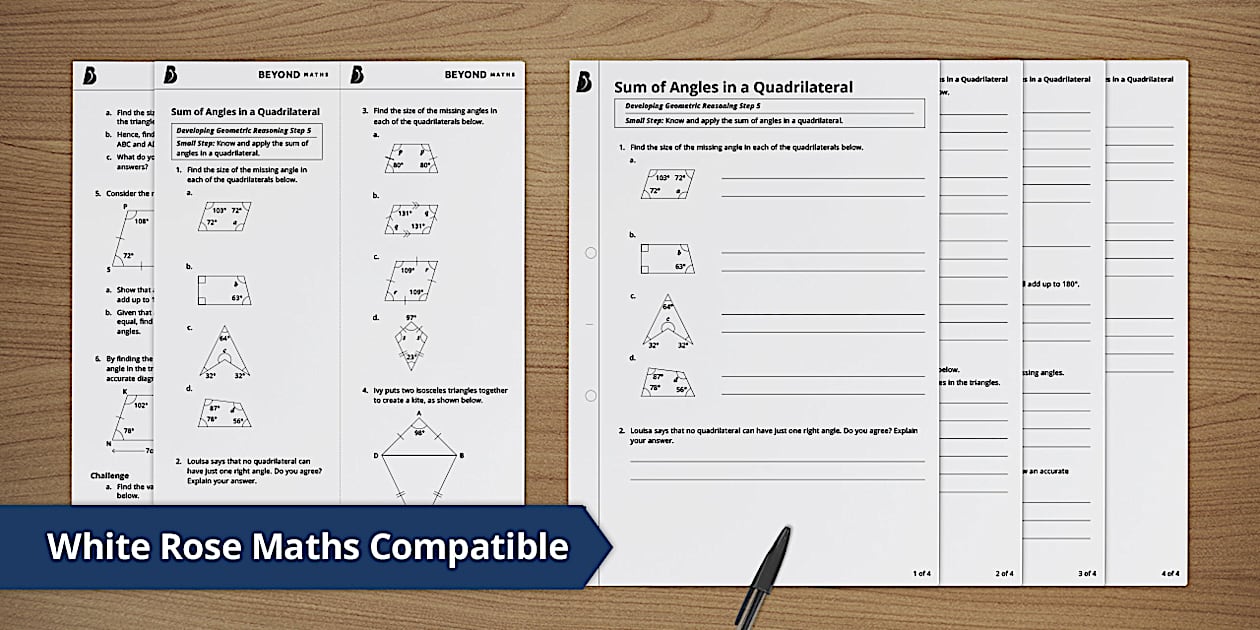 👉 Sum of Angles in a Quadrilateral (teacher made)
